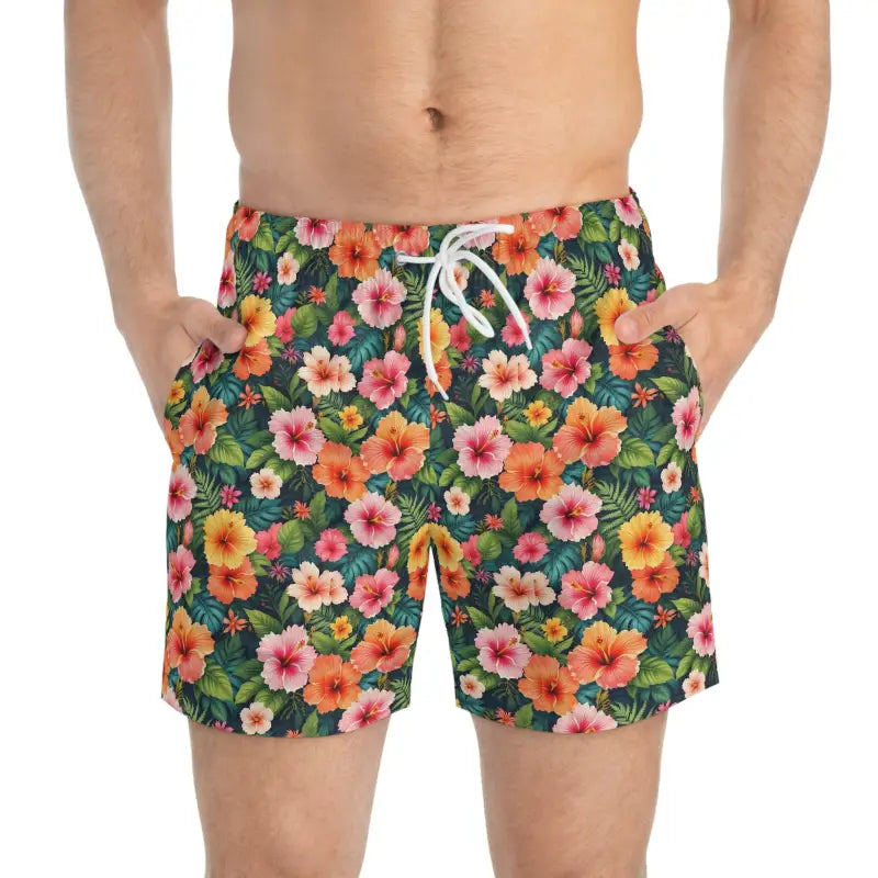 VivaTrend Floral Patterned Swim Trunks Drawstring Waist · Ocean State ...
